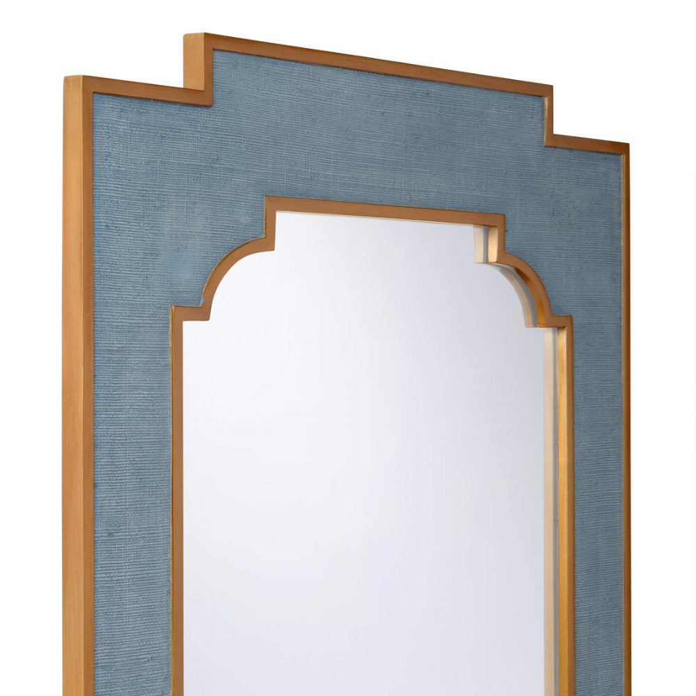 Yangon Blue Wall Mirror - Grasscloth Decor - Dear Keaton