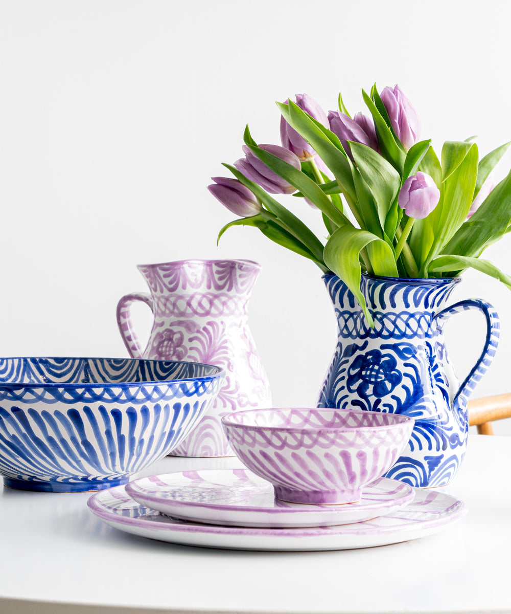 Dinnerware - Hand Painted Plates, Bowls and Pitchers - Flower Plates