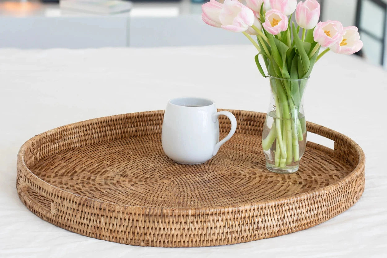Salina Oval Rattan Tray - Ottoman Tray - Coffee Table - Dear Keaton