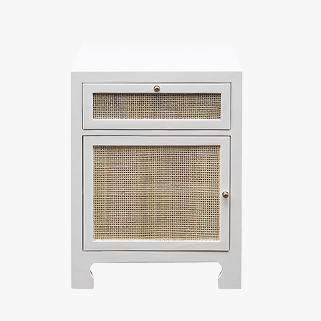 Ashton White Side Table - Woven Cane Furniture - Dear Keaton