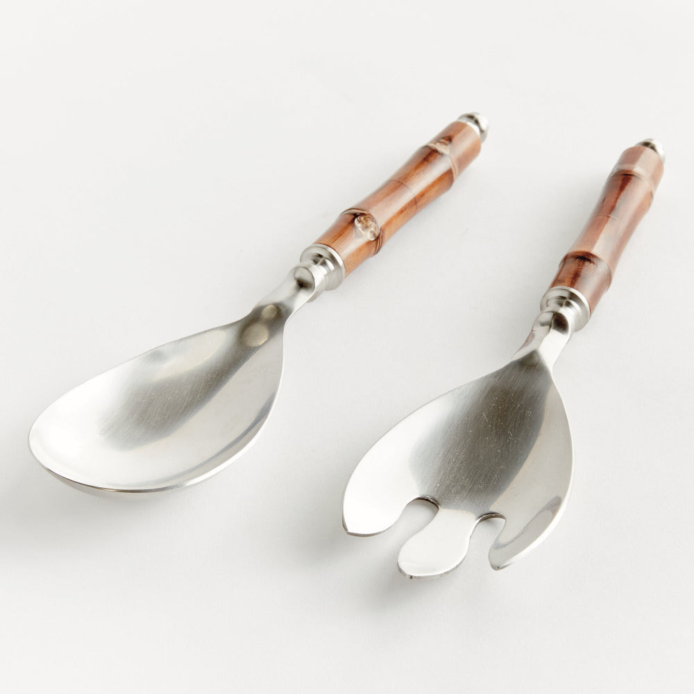 Bamboo Handle Salad Server Set - Spoon Set - Dear Keaton