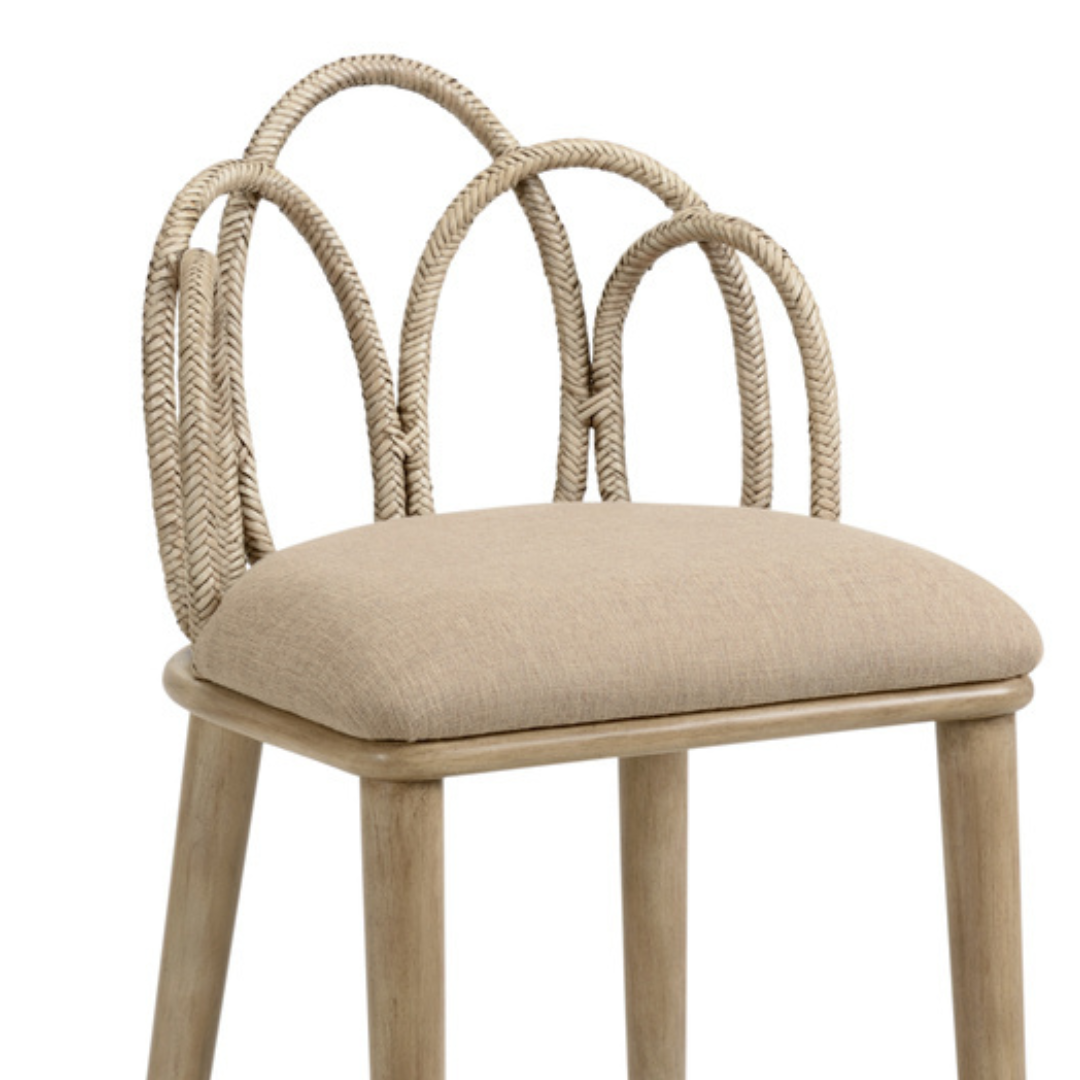 Berman Counter Stool - Woven Rattan Curved Back - Dear Keaton