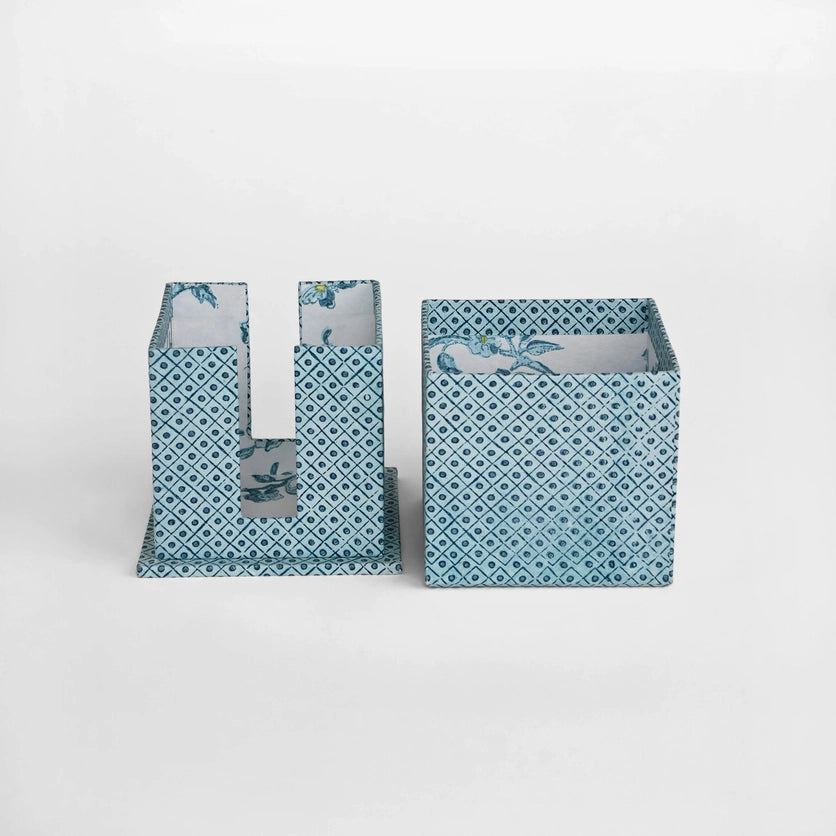 Blue Dot Tissue Box - Block Print Bathroom Accents - Dear Keaton