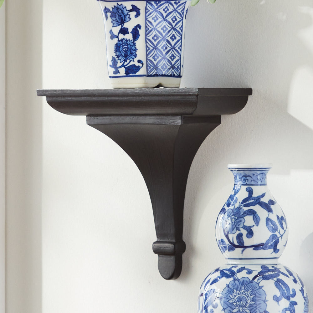 Breton Black Wood Wall Bracket - Shelf for Wall Decor - Dear Keaton