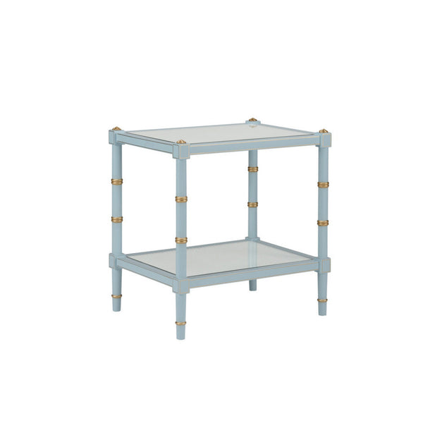 Cabana Pale Blue Side Table - Bamboo and Woven Cane - Dear Keaton