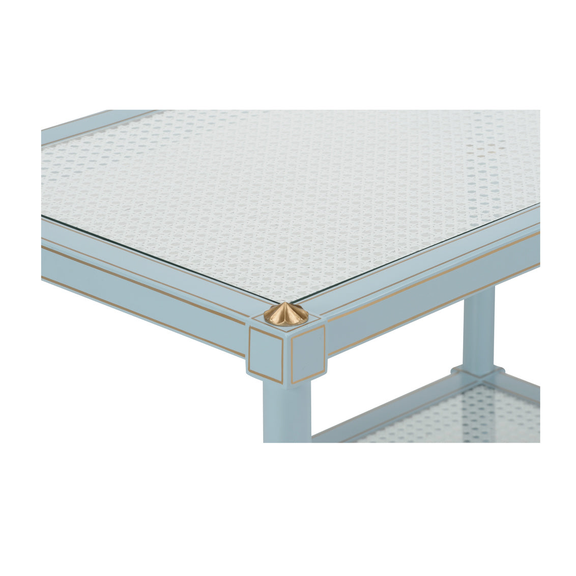 Cabana Pale Blue Cocktail Table - Bamboo and Woven Cane - Dear Keaton
