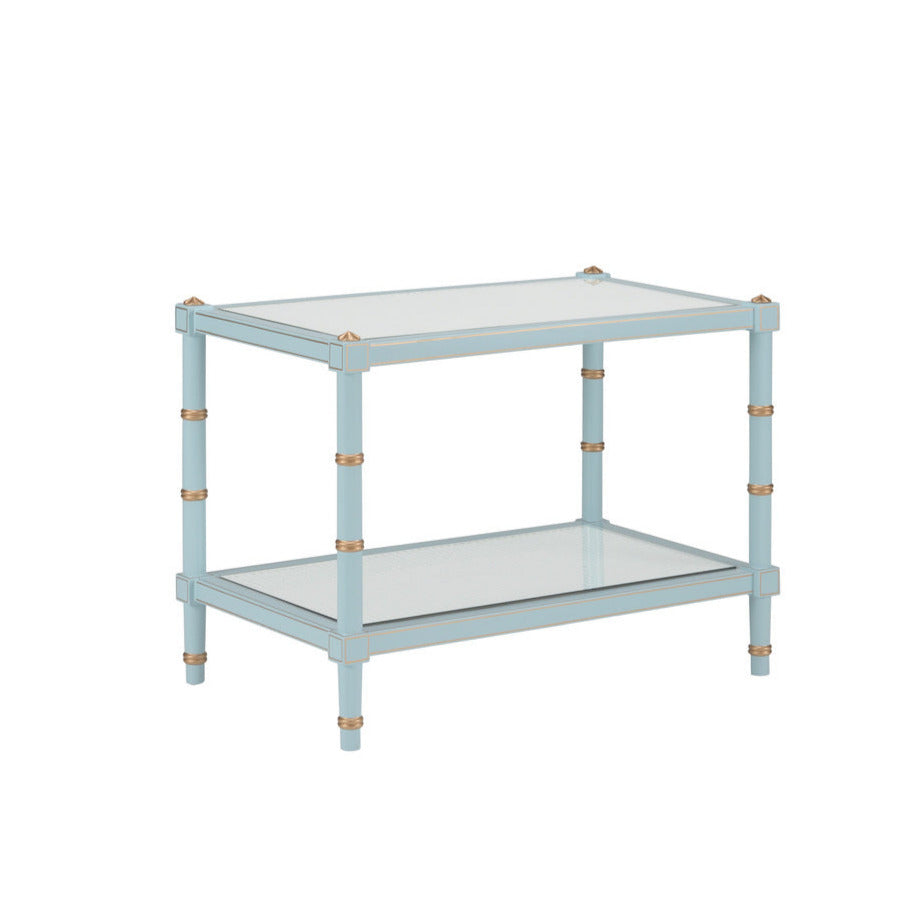 Cabana Pale Blue Cocktail Table - Bamboo and Woven Cane - Dear Keaton