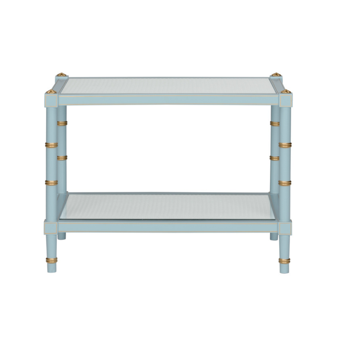Cabana Pale Blue Cocktail Table - Bamboo and Woven Cane - Dear Keaton