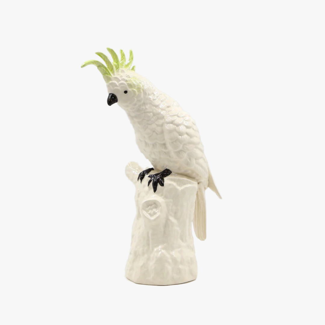 Ceramic Cockatoo Figurine - Tropical Bird Figurine - Dear Keaton