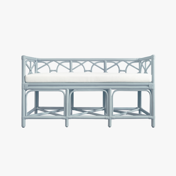 Fernandina Light Blue Rattan Bench - Coastal Style - Dear Keaton
