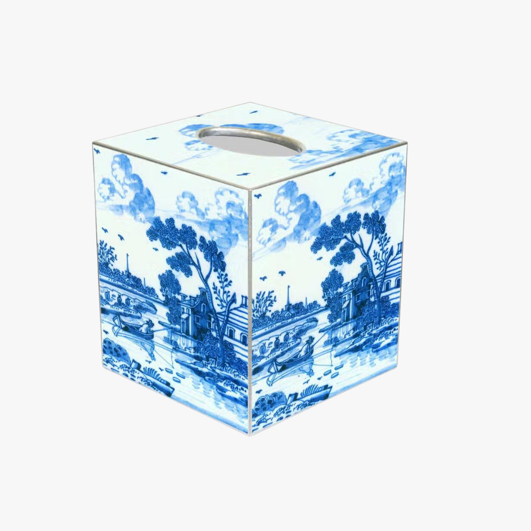 Delft Landscape Tissue Box Cover - Decoupage Tissue Box - Dear Keaton