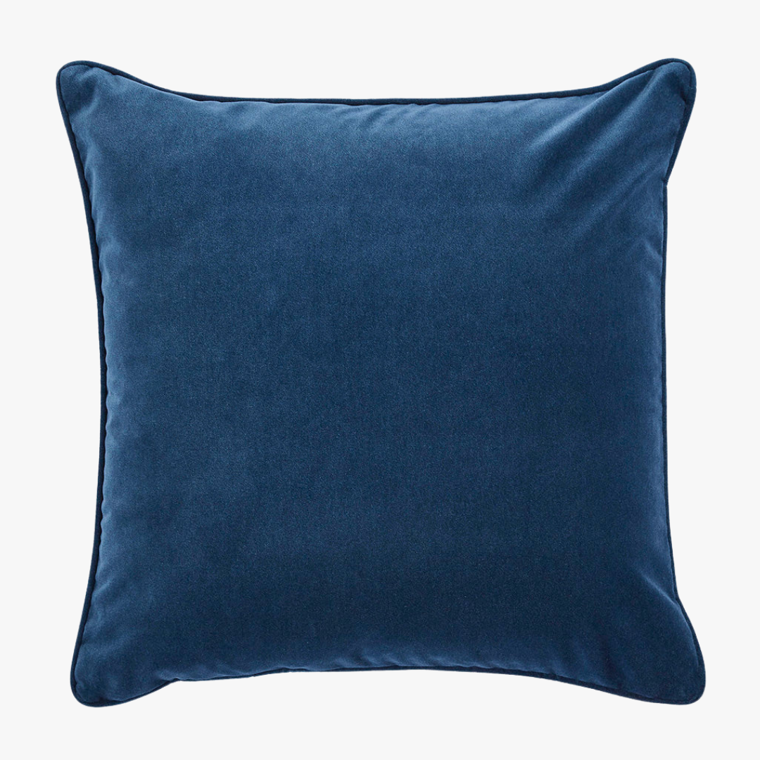 Denim Velvet Pillow - Solid Blue Designer Throw Pillow - Dear Keaton