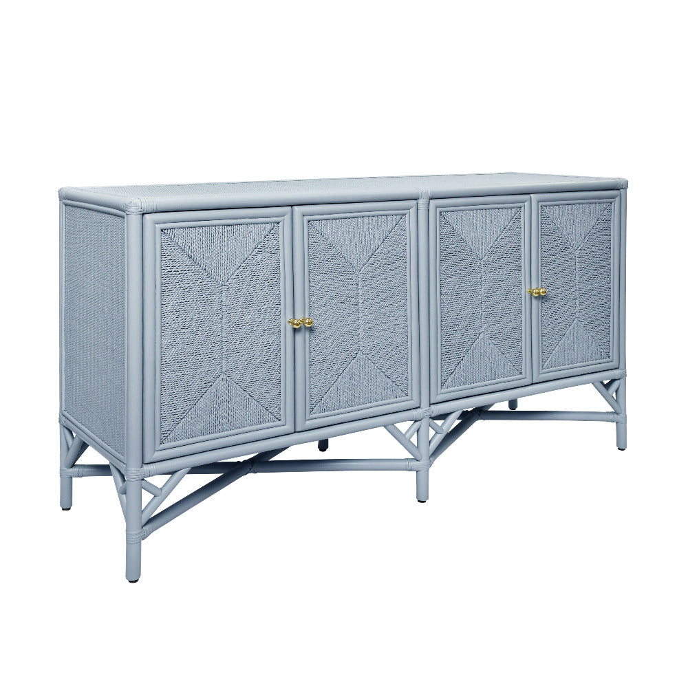 Essa Light Blue Sideboard - Four Door Rattan Buffett- Dear Keaton