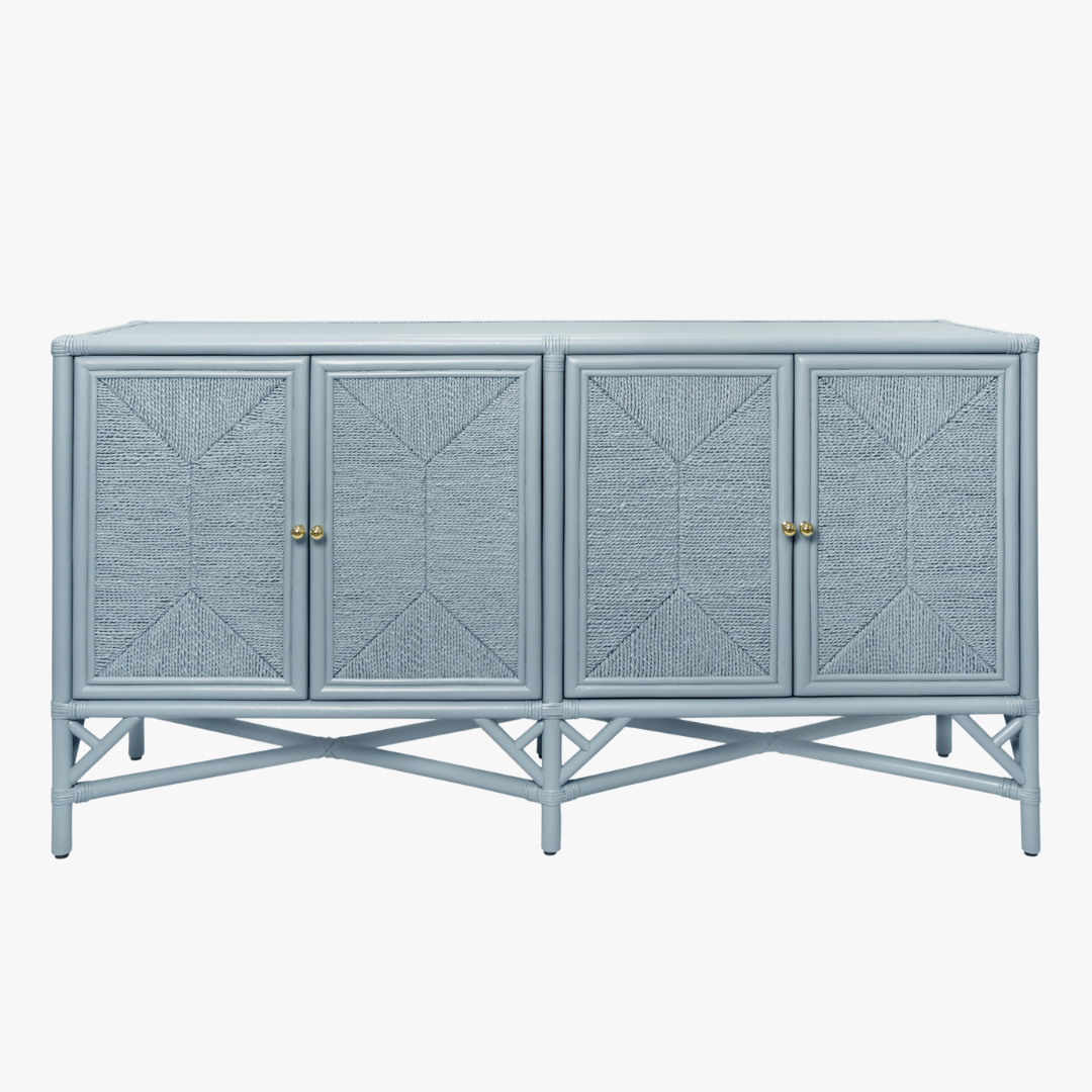 Essa Light Blue Sideboard - Four Door Rattan Buffett- Dear Keaton