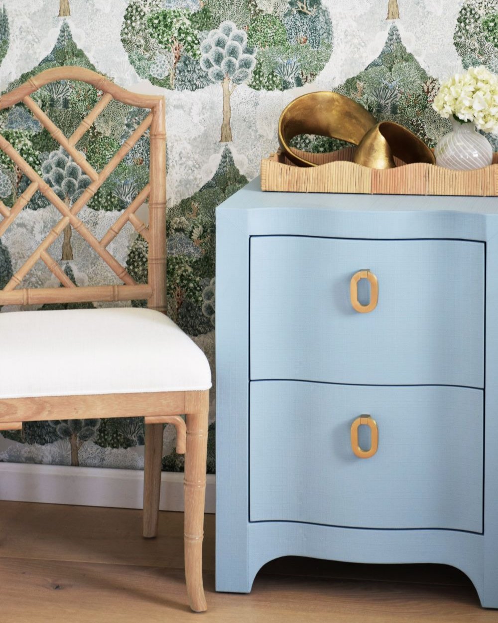 Castella Light Blue Side Table - Lacquered Linen - Dear Keaton