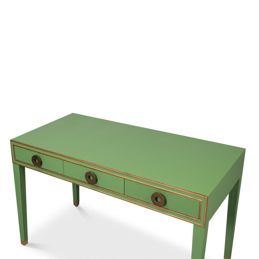 Gideon Verde Shagreen Desk - Green Embossed Leather - Dear Keaton