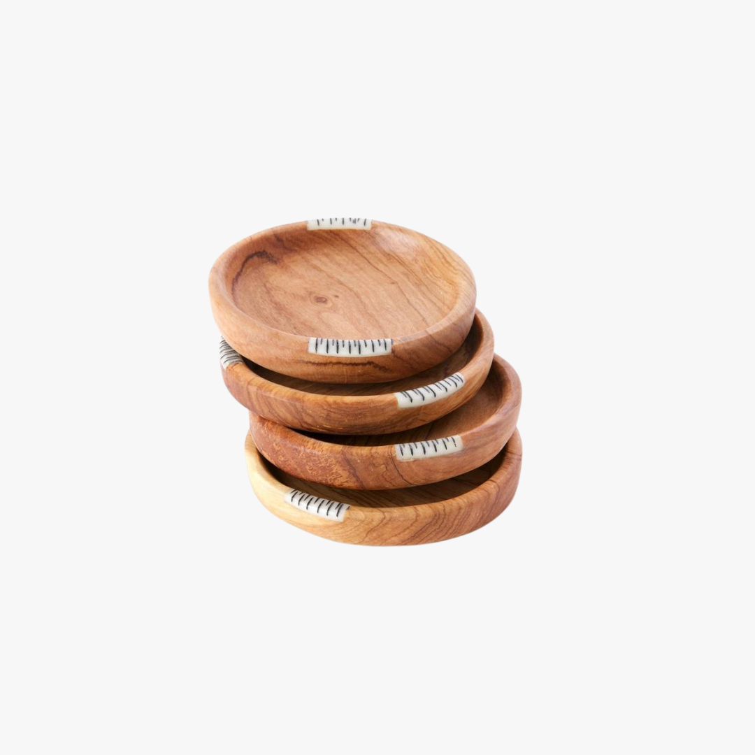 Kenyan Wild Olive Wood Coaster Set - Unique Barware - Dear Keaton