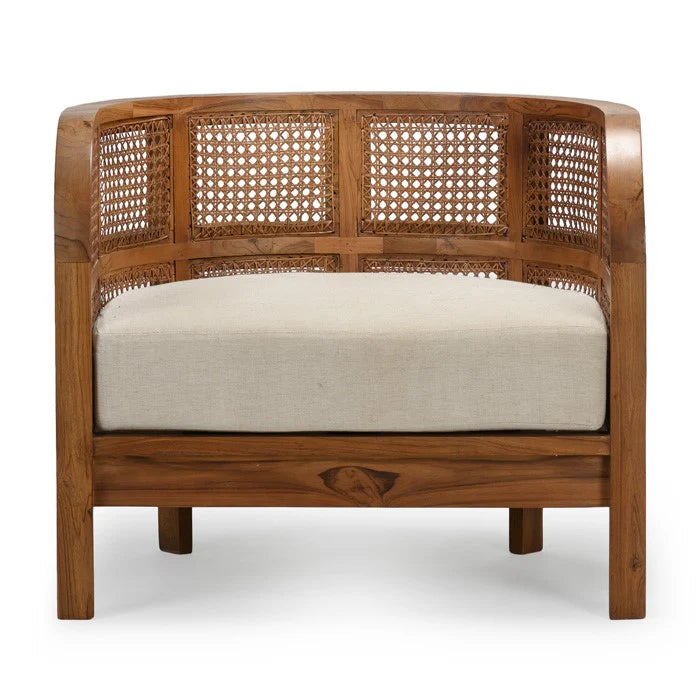 Cebu Woven Cane Lounge Chair - Teak Club Chair - Dear Keaton