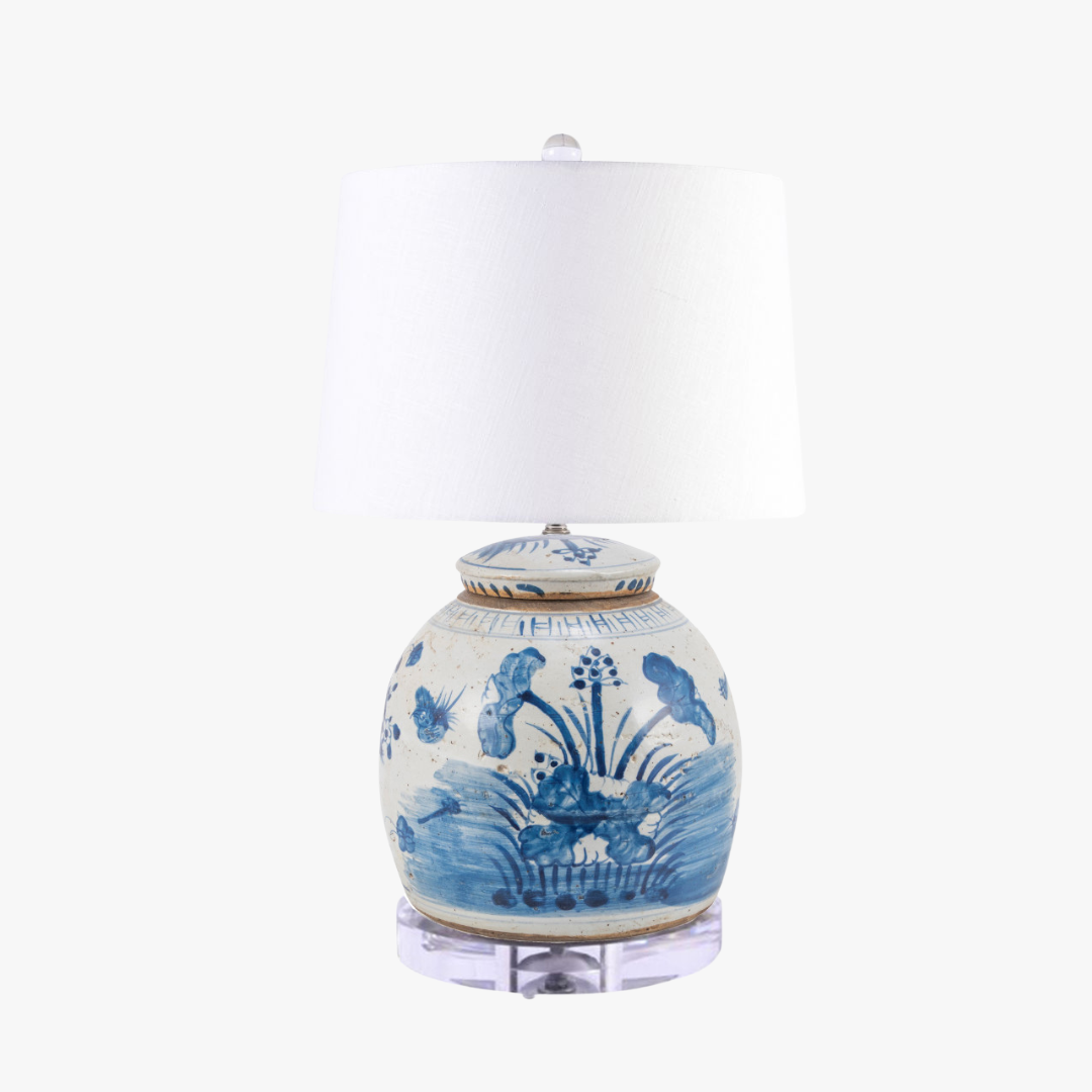 Lily Pad Ming Jar Lamp - Chinoiserie Table Lamps - Dear Keaton