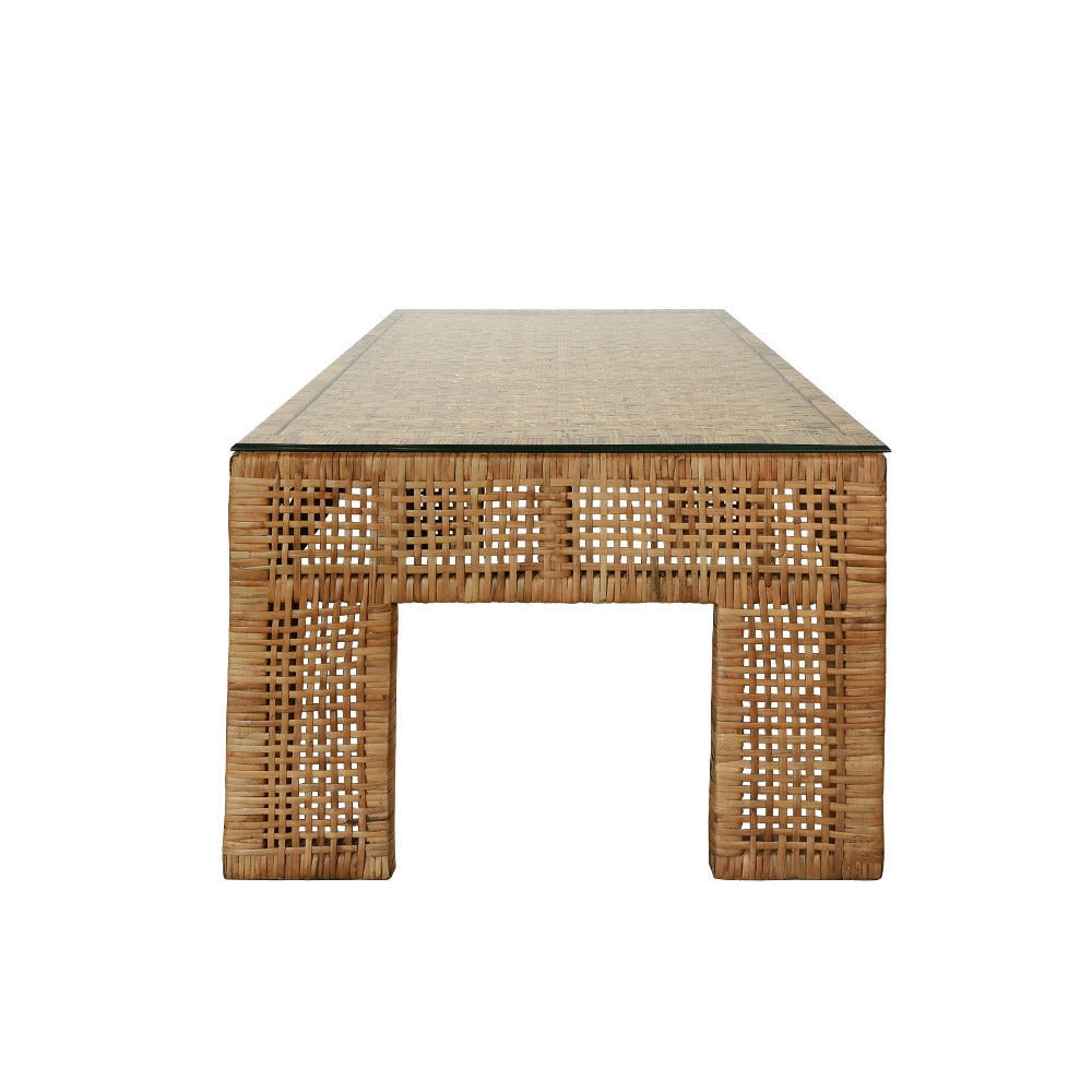 Chapin Rattan Coffee Table - Woven Rattan Rectangle - Dear Keaton