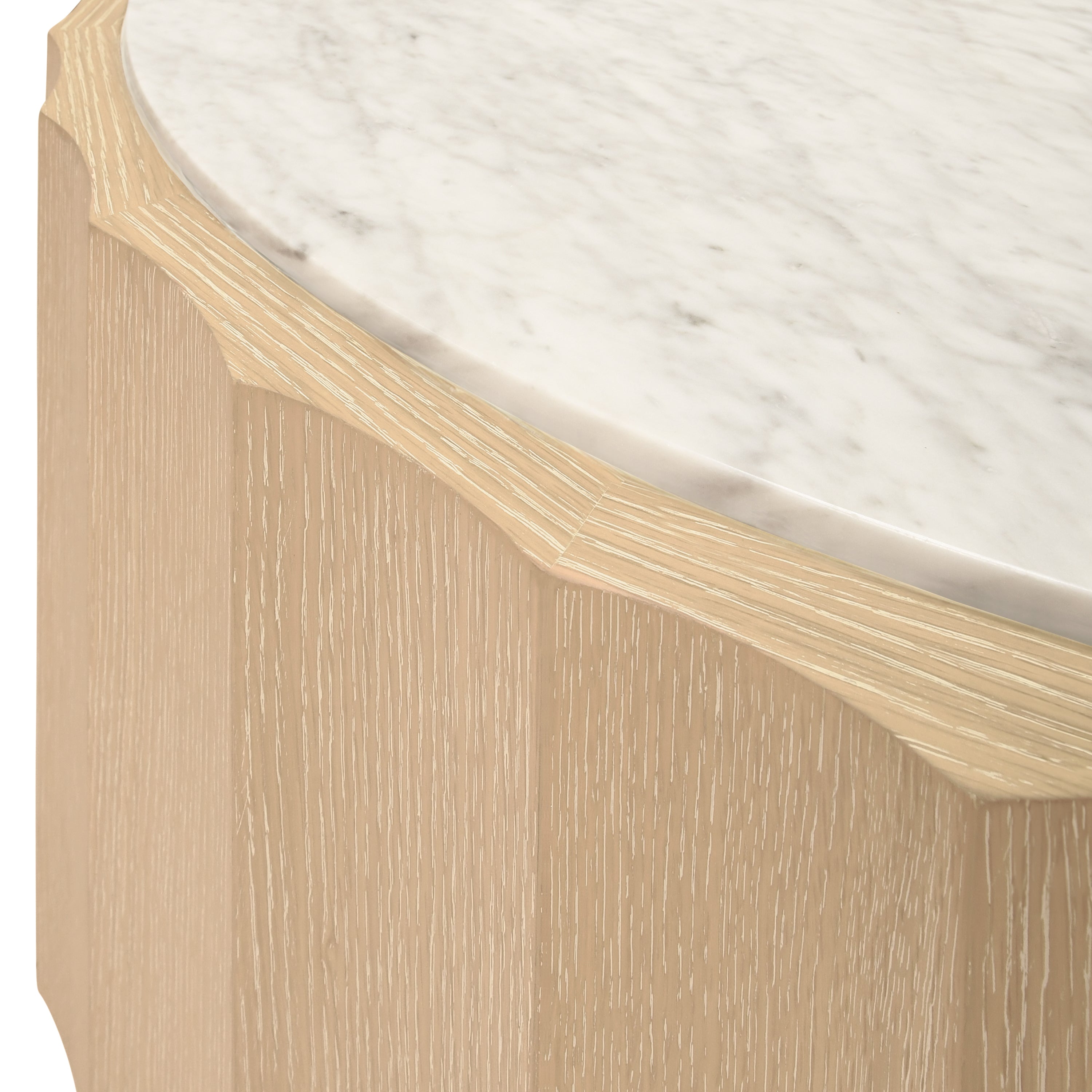 Remy Round Coffee Table - Fluted Cerused Oak Furniture - Dear Keaton
