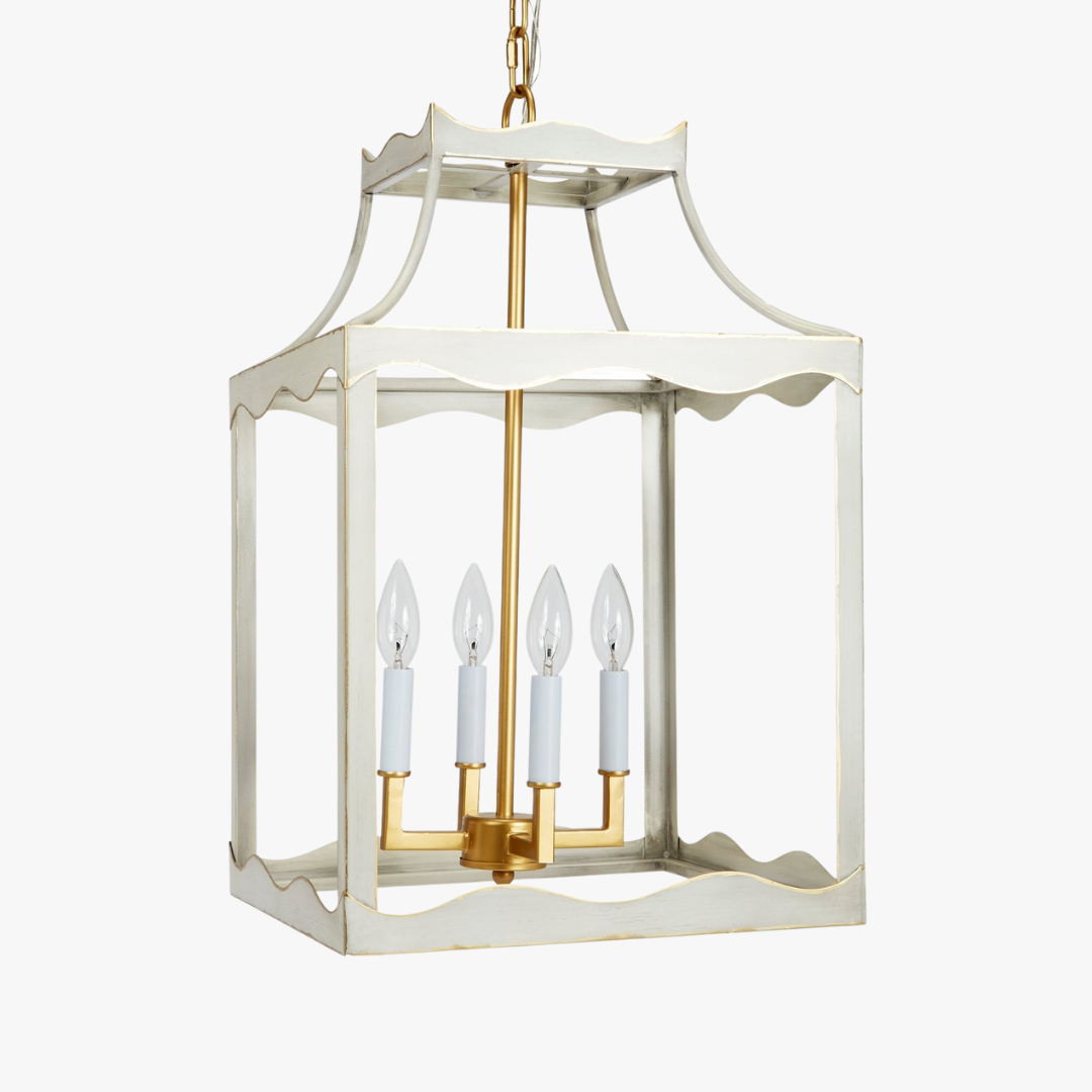 Del Mar Ivory Gilded Lantern - Scalloped Edge Lighting - Dear Keaton
