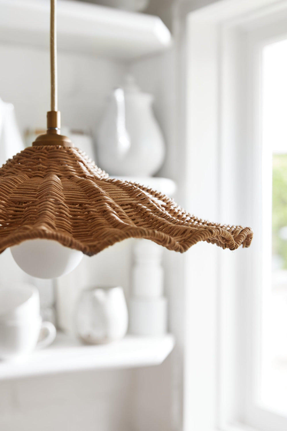Savannah Pendant - Woven Wicker Fluted Hanging Light - Dear Keaton