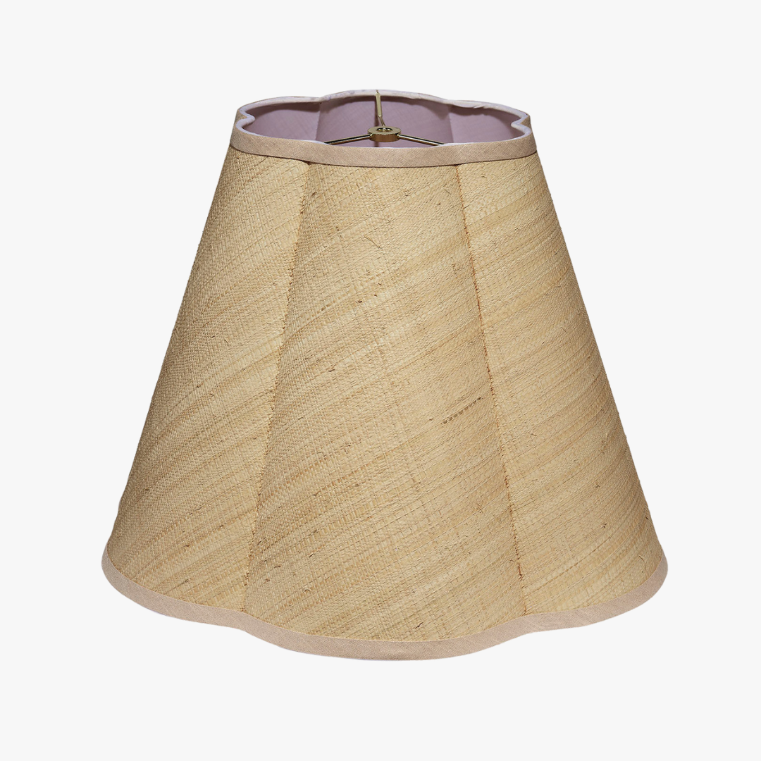 Scalloped Natural Raffia Lamp Shade - Tapered Cone Shade - Dear Keaton