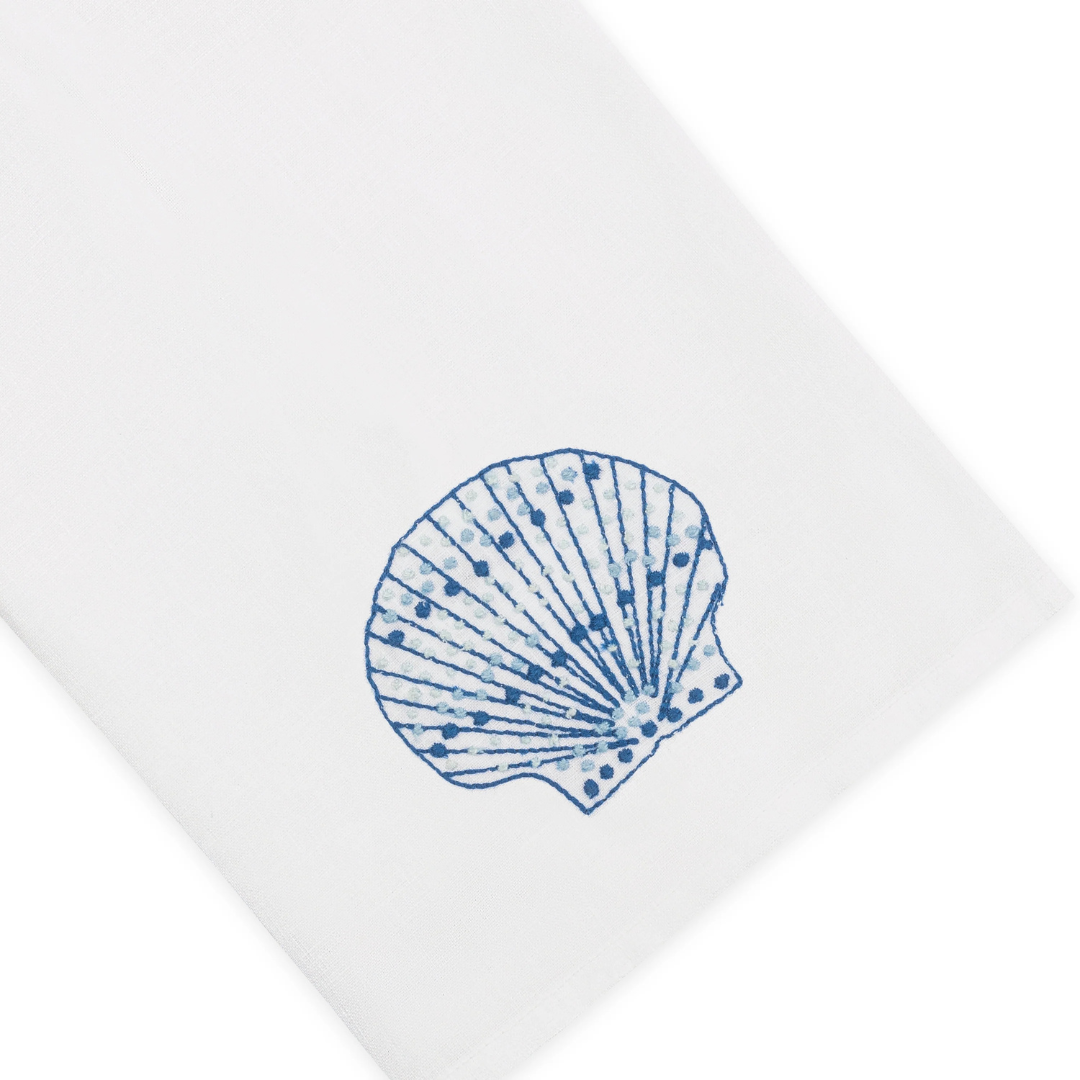 Speckled Shell Embroidered Hand Towel - Linen Tip Towel - Dear Keaton