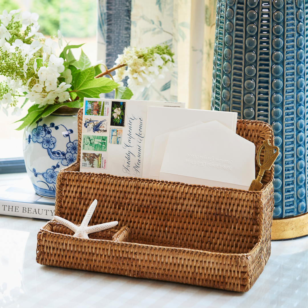 Teplin Stationery Sorter - Rattan Desk Letter Holder - Dear Keaton