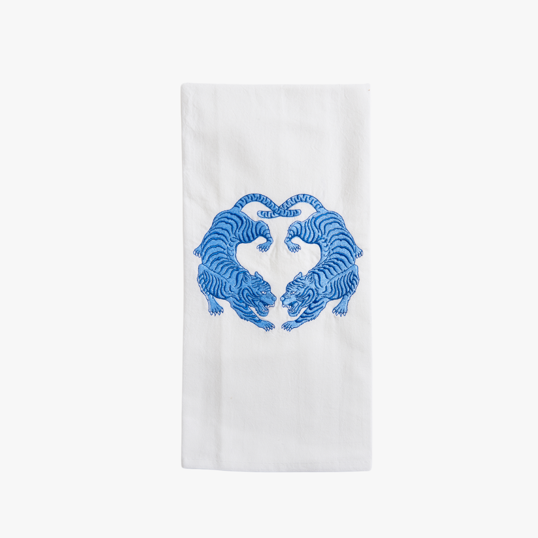 Twin Tigers Hand Towel - Chinoiserie Kitchen Towel - Dear Keaton
