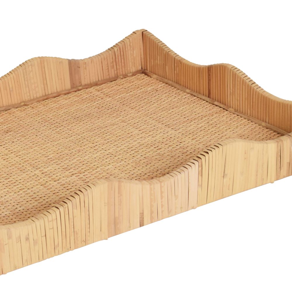 Wave Rattan Wrapped Tray - Coastal Serving Tray - Dear Keaton