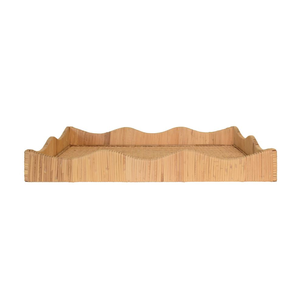 Wave Rattan Wrapped Tray - Coastal Serving Tray - Dear Keaton