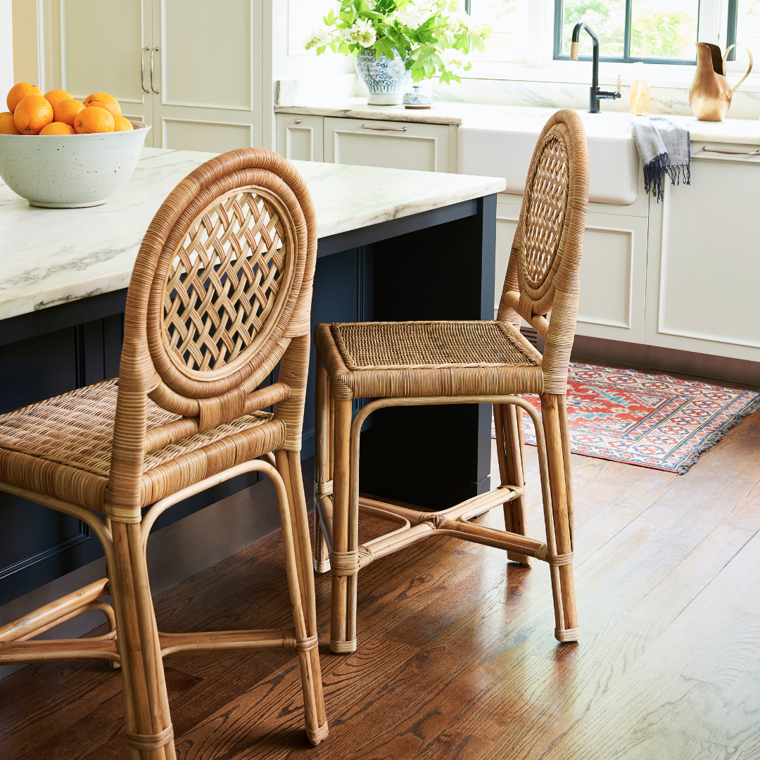 Louis XVI Trellis Counter Stool - Rattan Kitchen Stools - Dear Keaton