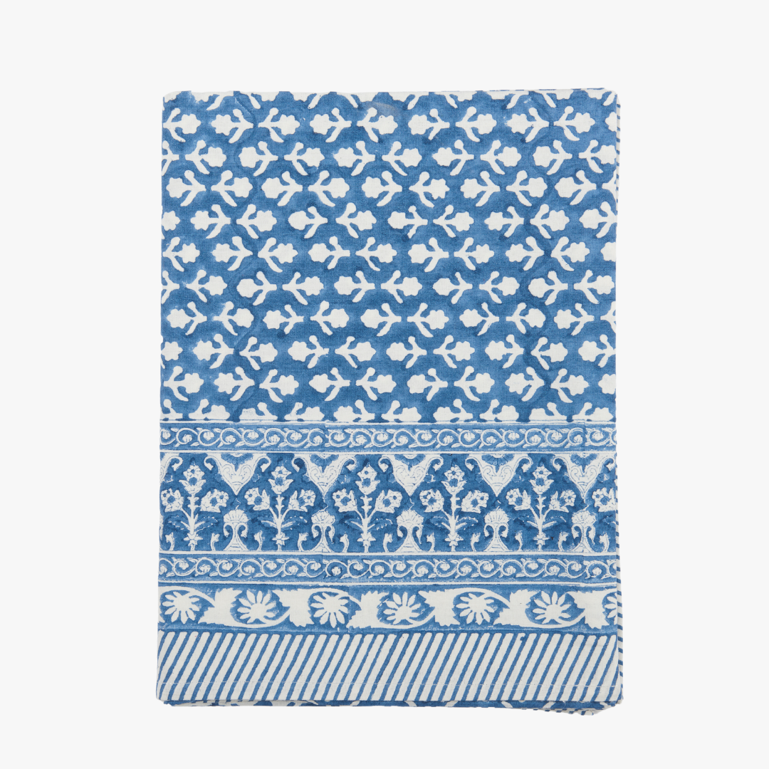 Charlotte Indigo Table Cloth - Block Print Table Linens - Dear Keaton