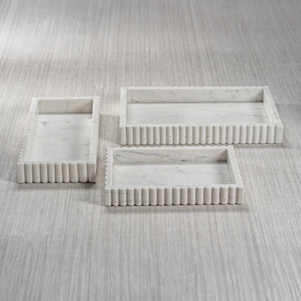 Scalloped White Marble Tray - Fluted Marble Decor - Dear Keaton