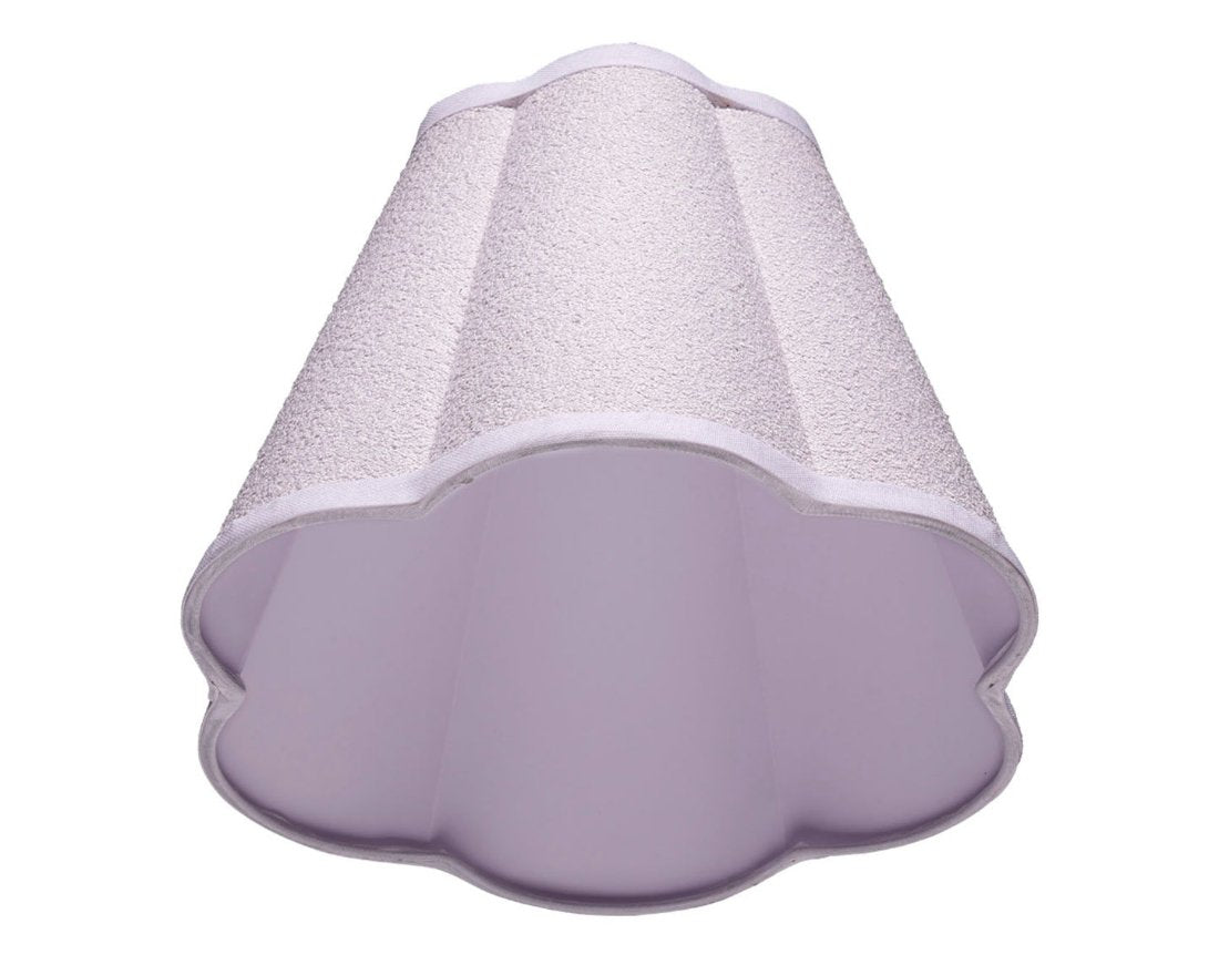 Scalloped White Lamp Shade - Tapered Boucle Linen Shade - Dear Keaton