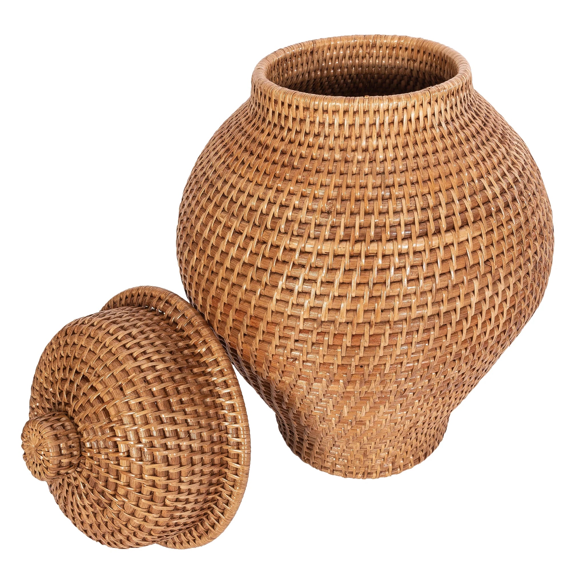 Woven Rattan Ginger Jar - Woven Wicker Decor - Dear Keaton