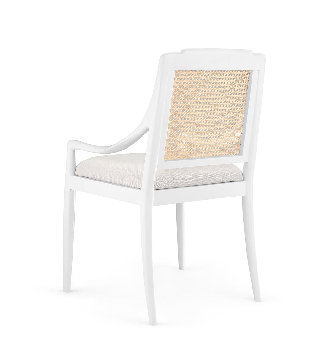 Aiden White Arm Chair - Shop Woven Cane Back Chairs - Dear Keaton