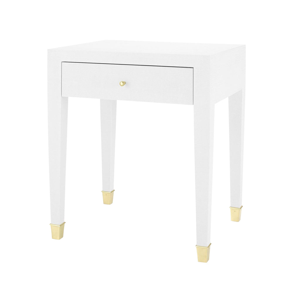 Claire White Linen Side Table - Shop Nightstands - Dear Keaton