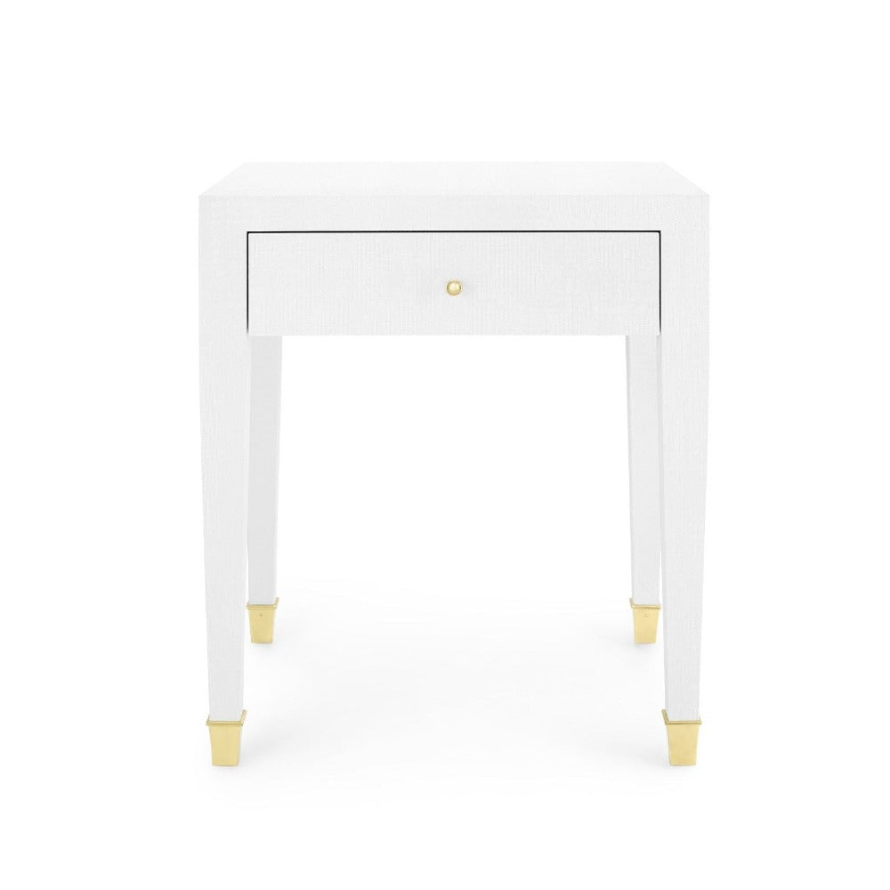 Claire White Linen Side Table - Shop Nightstands - Dear Keaton